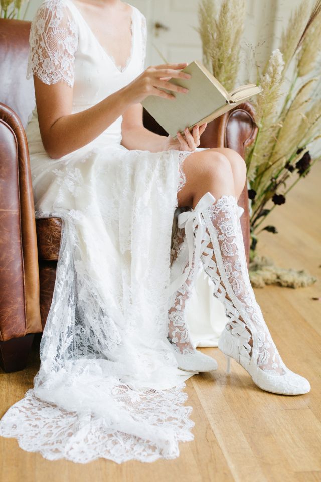 Wedding Boots & Lace Bridal Shoes - House of Elliot Lace Wedding Boots